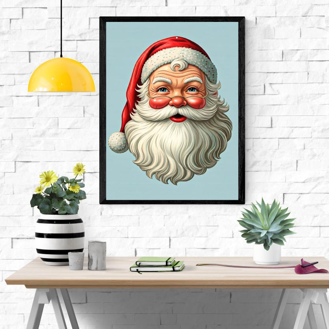 Santa Wall Art Santa With Hat Santa Wall Decor Christmas Decor Santa Digital Prints Digital ...
