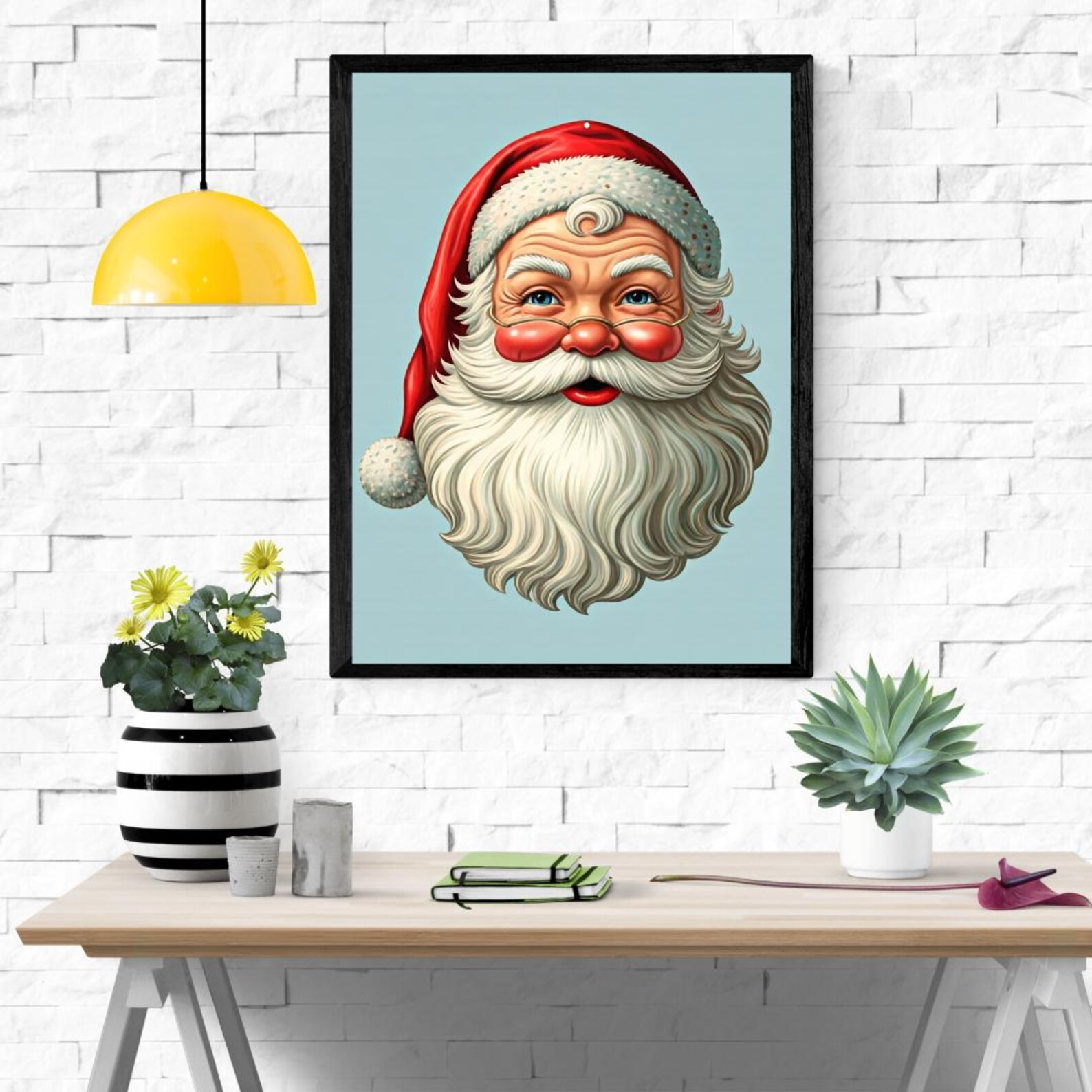 Santa Wall Art Santa With Hat Santa Wall Decor Christmas Decor Santa Digital Prints Digital ...