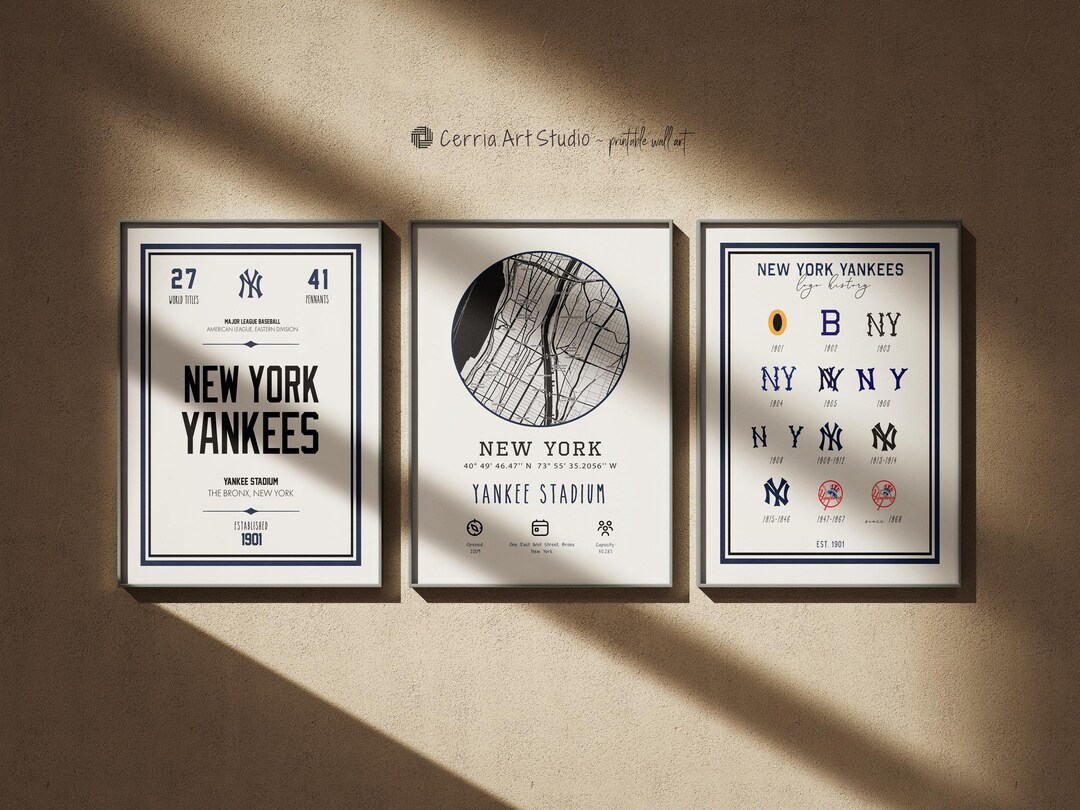 New York Yankees Poster Baseball Map | MLB Yankees Logo History | Sport ...