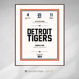 Detroit Tigers Poster Baseball Map | Detroit Tigers Stadium | Sport ...