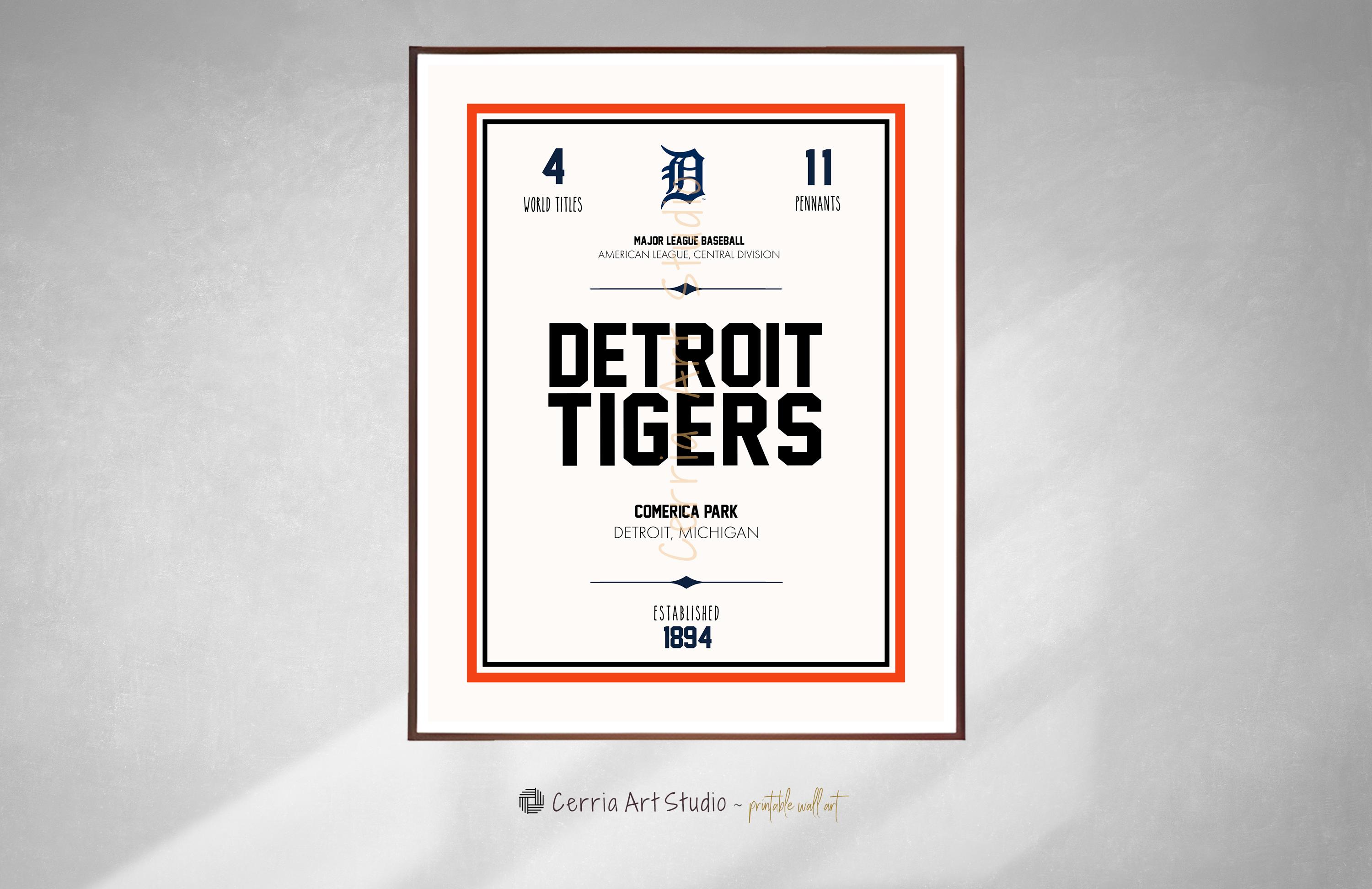 Detroit Tigers Poster Baseball Map | Detroit Tigers Stadium | Sport ...