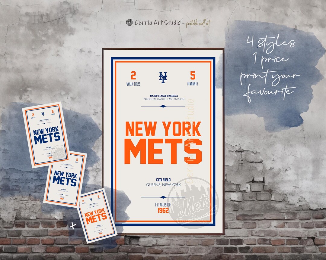 New York Mets Poster Baseball | MLB Mets Baseball Art | Sport Dorm ...