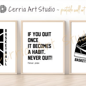 Set of 3 Basketball Poster for Boys Men Jordan NBA Printable Wall Art ...