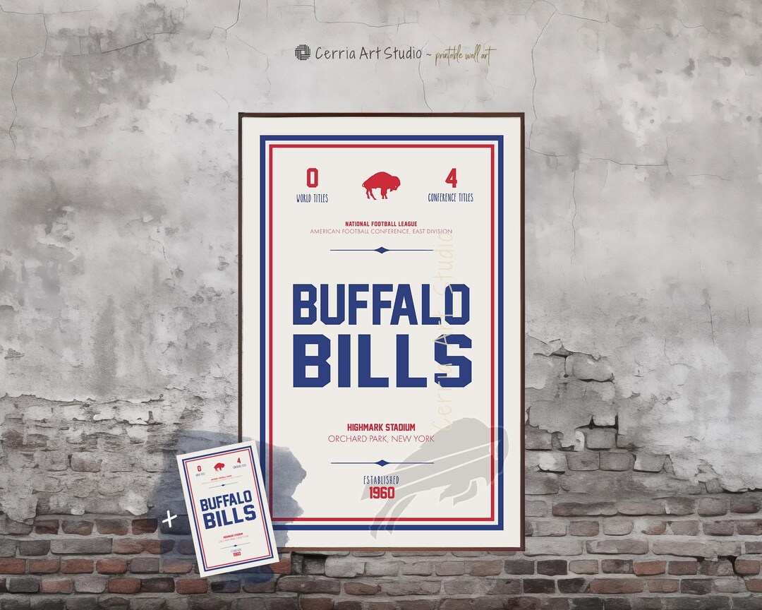 Buffalo Bills Poster Football Gift | NFL Minimal Modern Football Wall ...
