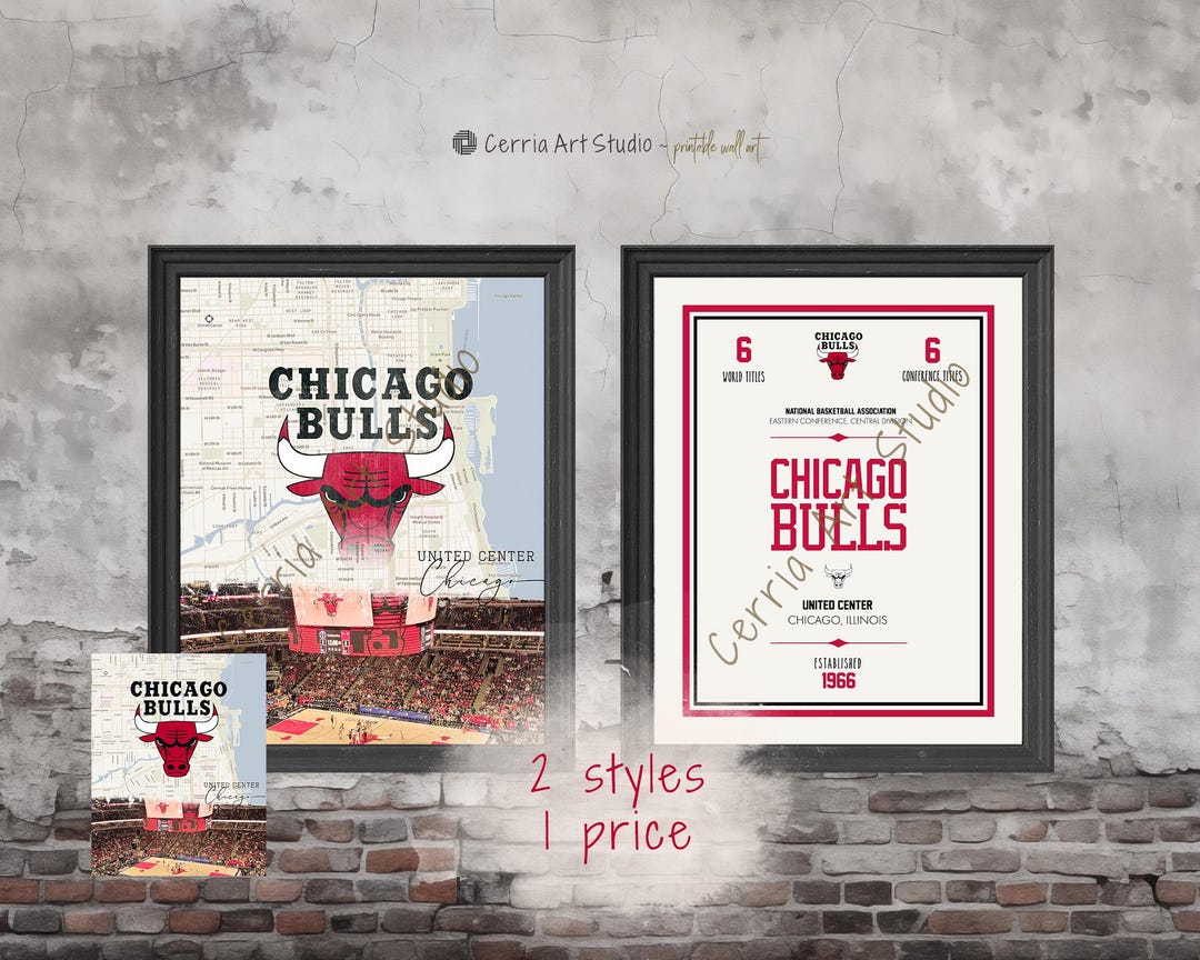 Chicago Bulls Basketball Poster Map | NBA Bulls Basketball Stadium Map ...