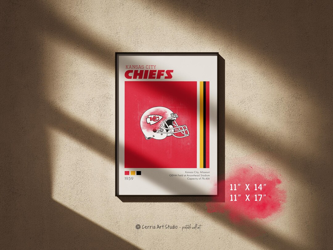 Kansas City Chiefs Poster Football Gift | NFL Minimal Modern Wall Print ...