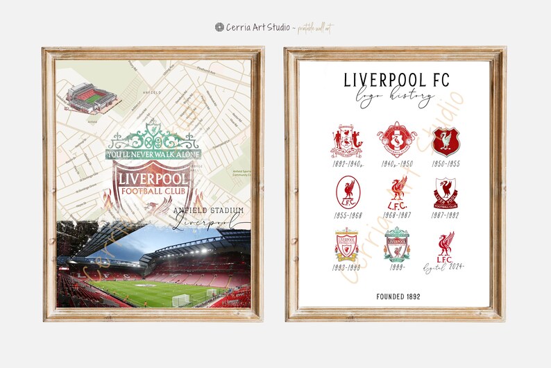 Liverpool FC Logo Poster Badge History Liverpool Football Soccer Gift ...