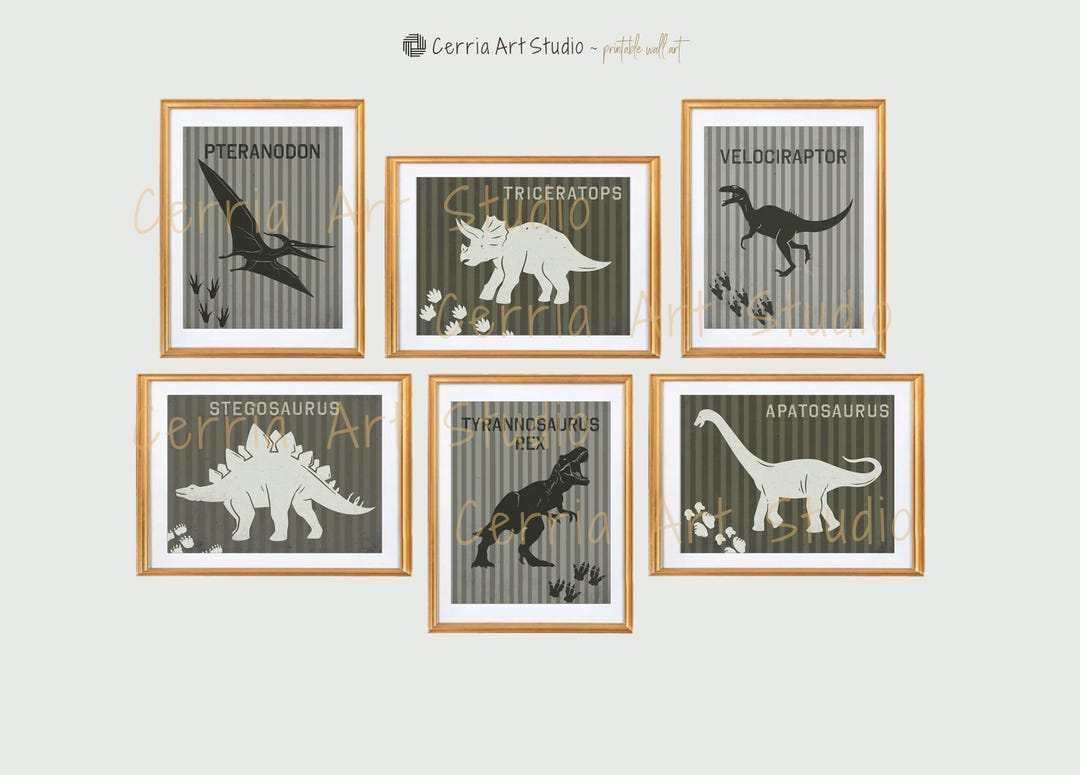 Dinosaur Poster Set of 6, Dinosaur Wall Art, Kids Boys Printable, T-rex ...