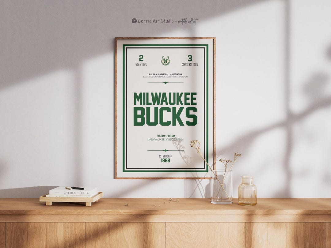 Milwaukee Bucks Ticket Printable | Vintage Wall Art | Bucks Basketball ...
