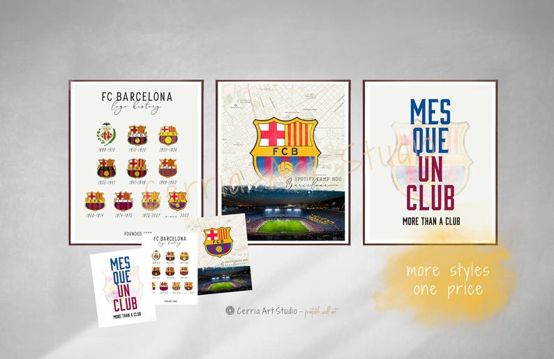 FC Barcelona Logo Poster Badge History Football Soccer Gift Camp Nou ...