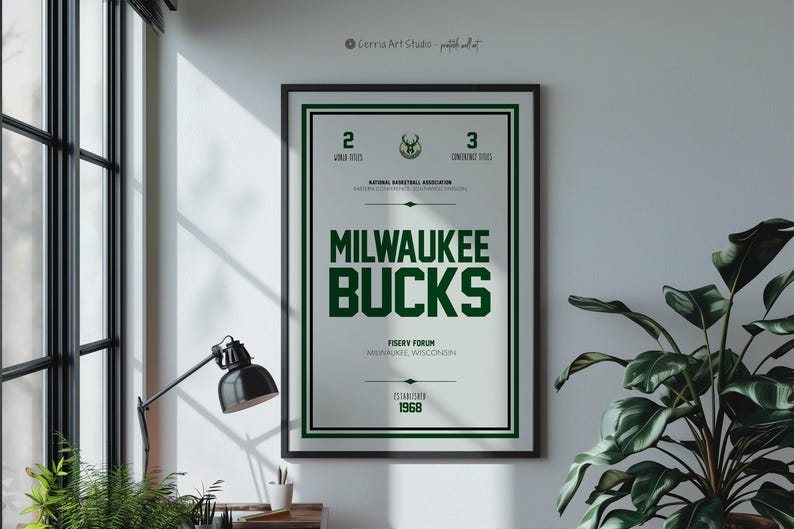 Milwaukee Bucks Ticket Printable | Vintage Wall Art | Bucks Basketball ...