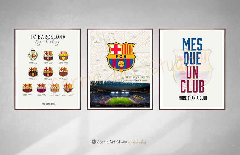 FC Barcelona Logo Poster Badge History Football Soccer Gift Camp Nou ...