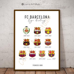 FC Barcelona Logo Poster Badge History Football Soccer Gift Camp Nou ...