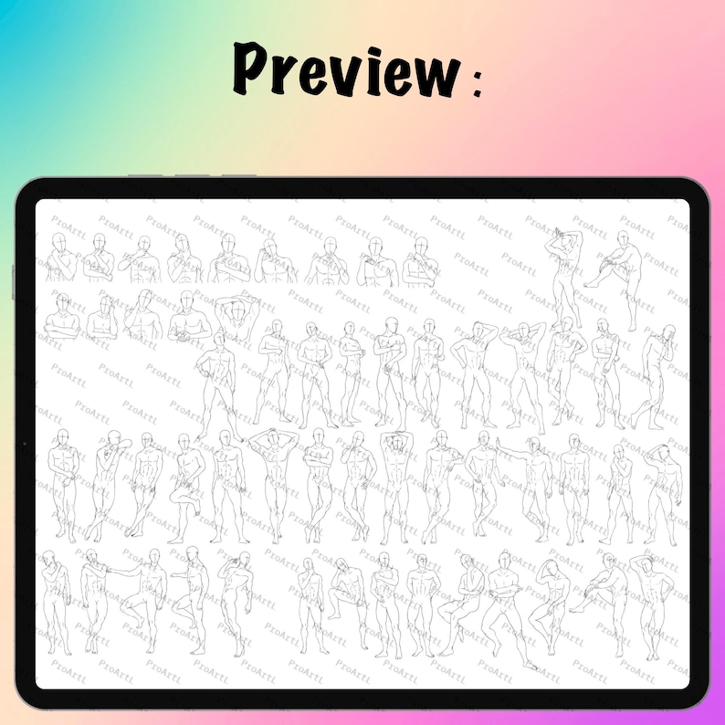 Male Poses Procreate Stamps: 120 Dynamic Body Brushes - Etsy