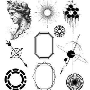 Abstract Microrealism Tattoo Stamps: Procreate & Photoshop Brushes ...