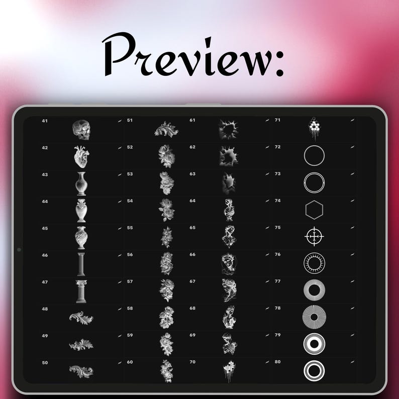 Abstract Microrealism Tattoo Stamps: Procreate & Photoshop Brushes ...