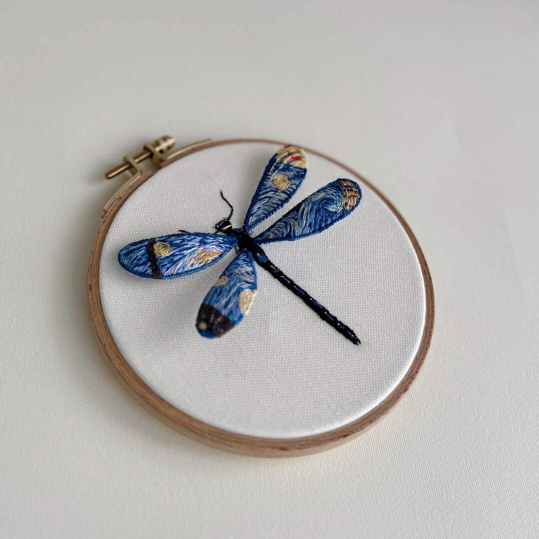 3D Dragonfly Embroidery – Van Gogh's Starry Night Inspired Artwork - Etsy