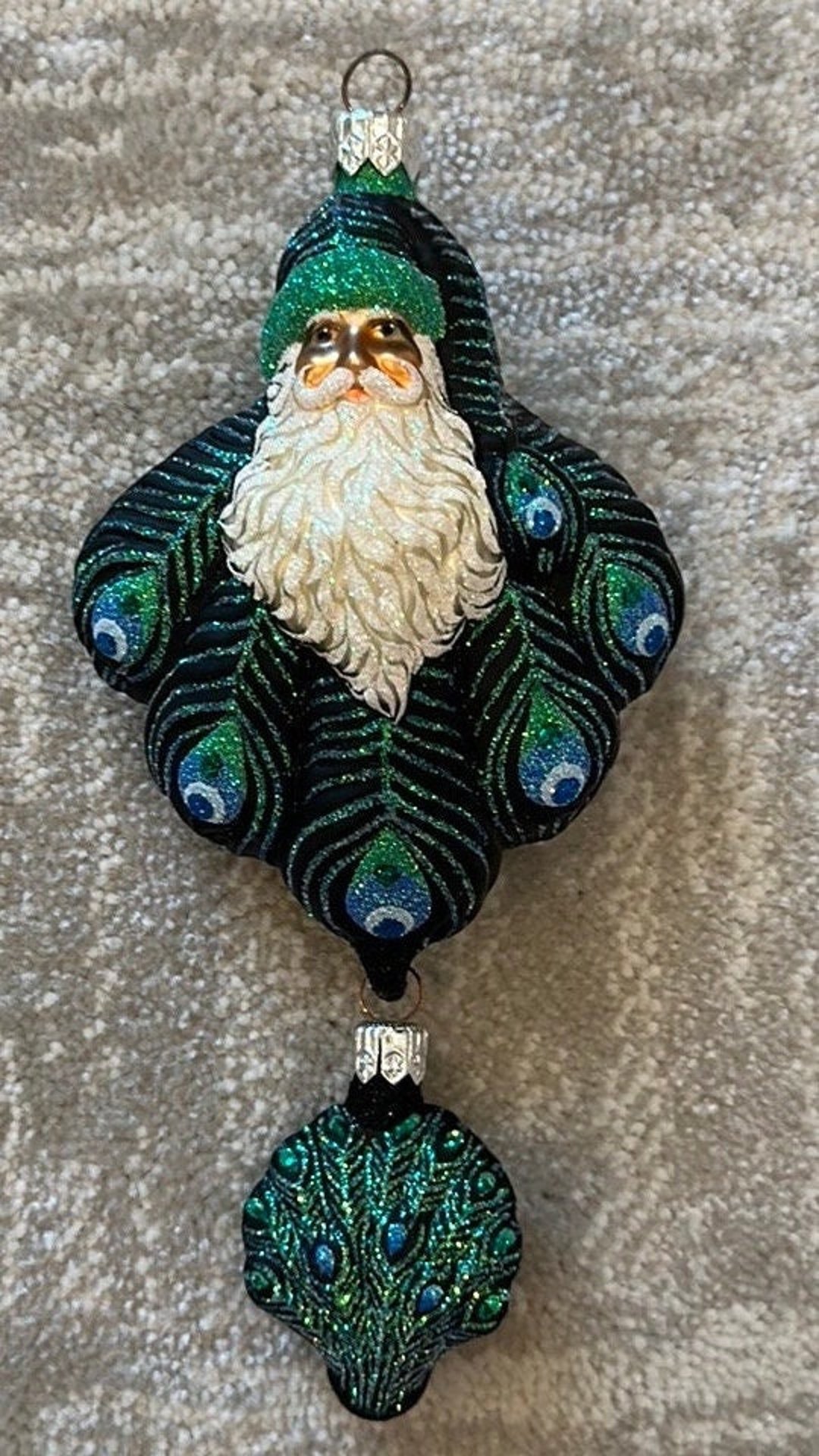 Vintage Patricia Breen 2 Part Peacock Santa Glass Ornament - Etsy
