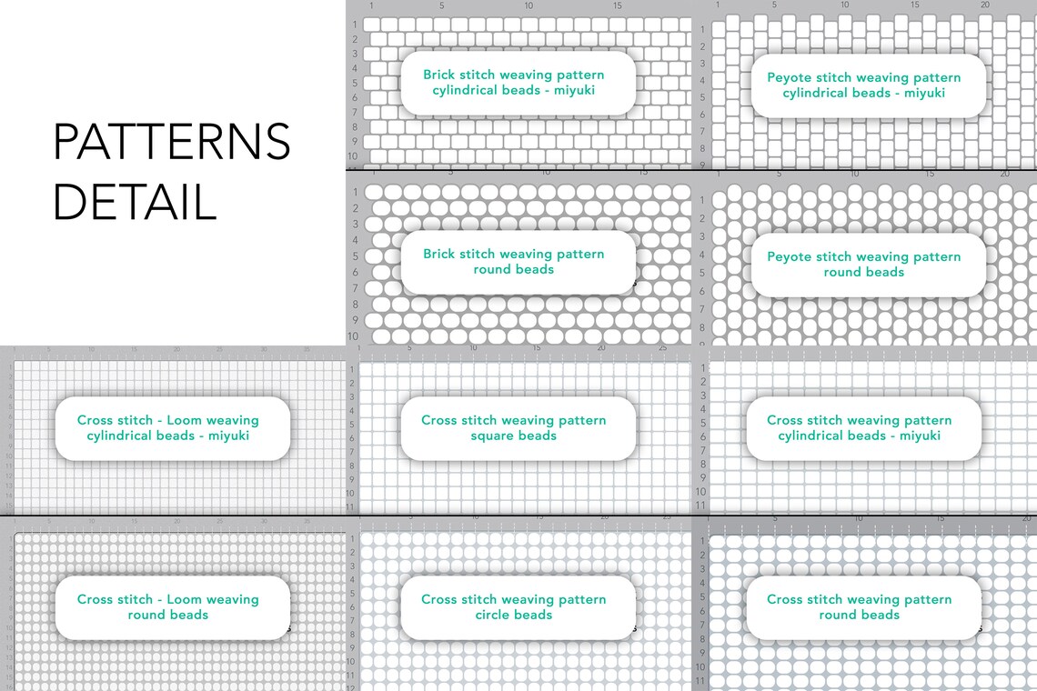 Printable Beadwork Crafting Patterns Bundle - 10 Templates for Beaded ...