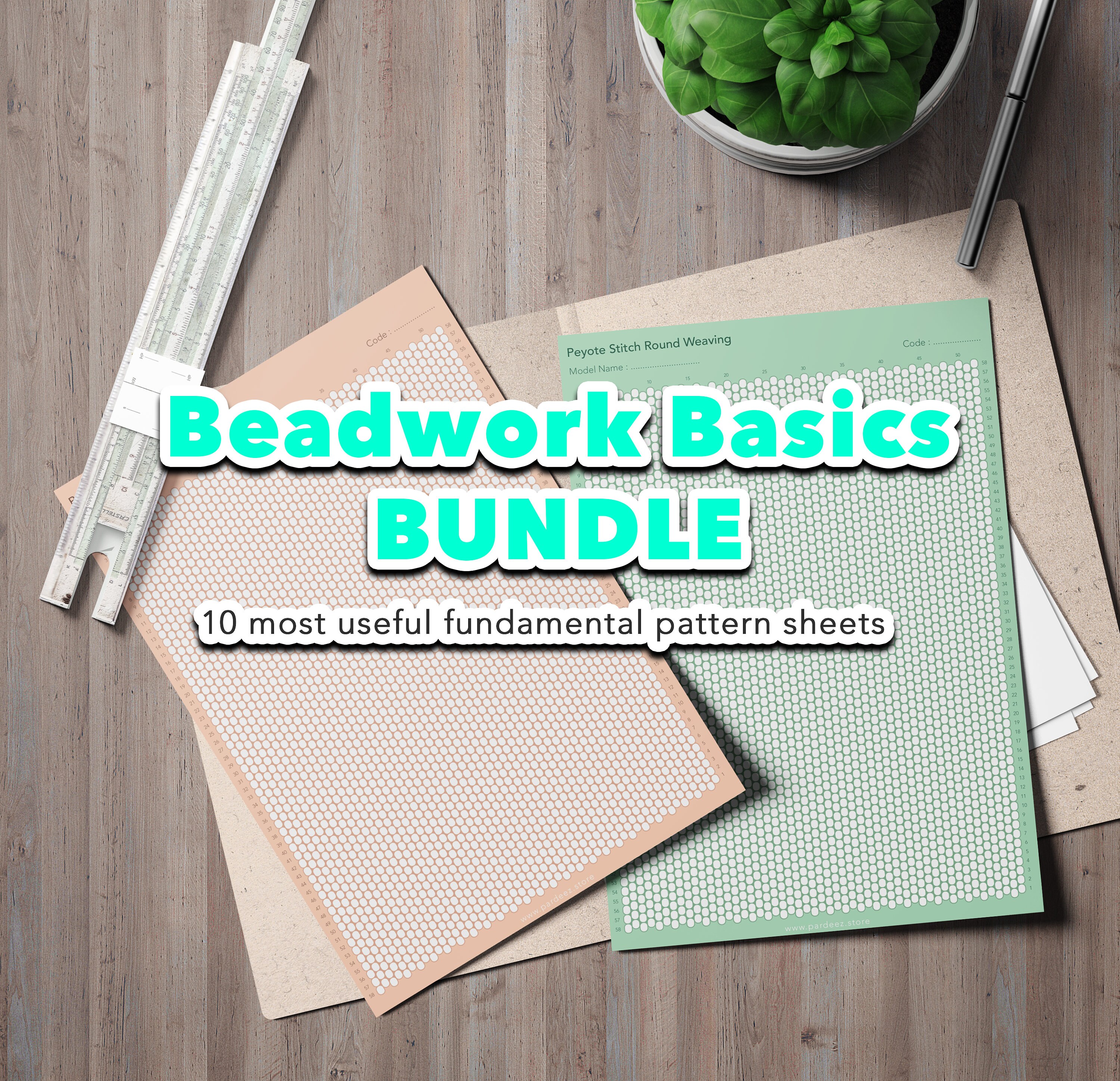 Printable Beadwork Crafting Patterns Bundle - 10 Templates for Beaded ...