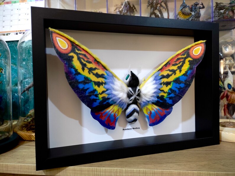 Rainbow Mothra Taxidermy Art, Framed Kaiju Sculpture - Etsy