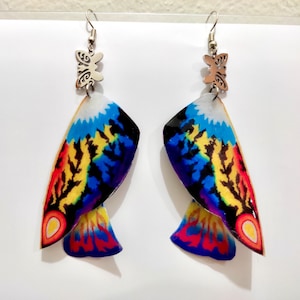 Rainbow Mothra Wings Earring, Mothra Butterfly Moth Wings Earring. - Etsy