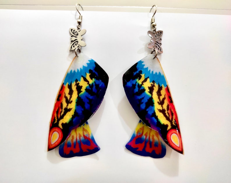 Rainbow Mothra Wings Earring, Mothra Butterfly Moth Wings Earring. - Etsy