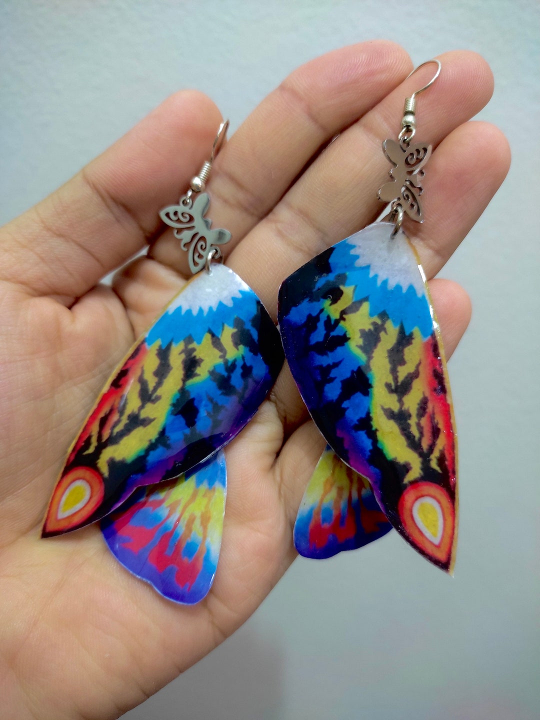 Rainbow Mothra Wings Earring, Mothra Butterfly Moth Wings Earring. - Etsy