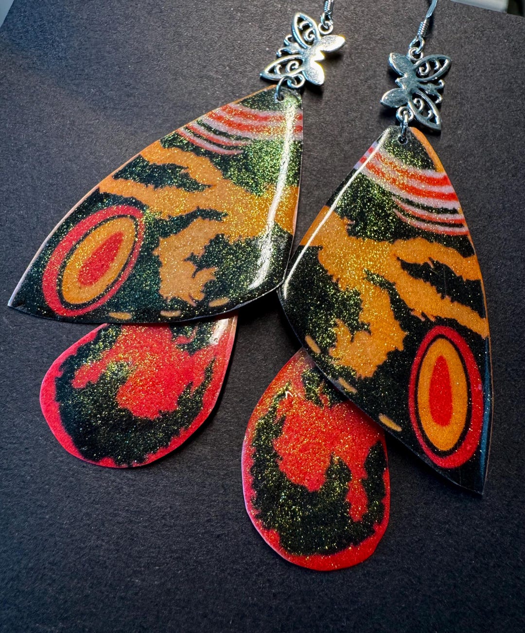 Mothra Vs Battra Wing Earrings: Golden Glitter Kaiju Jewelry - Etsy