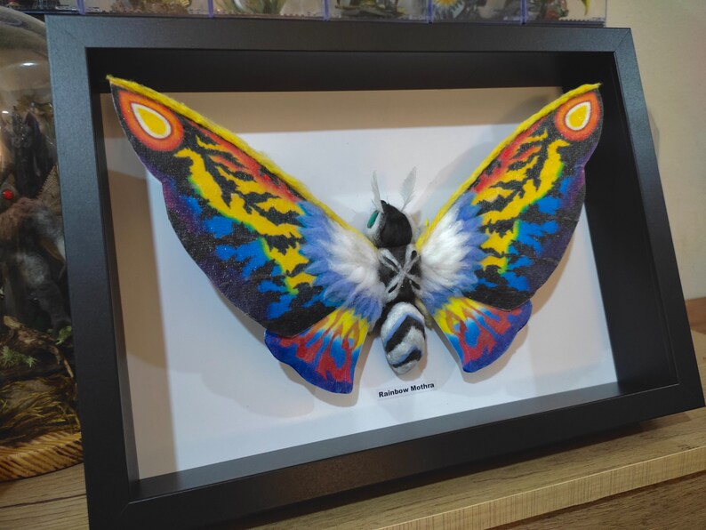 Rainbow Mothra Taxidermy Art, Framed Kaiju Sculpture - Etsy