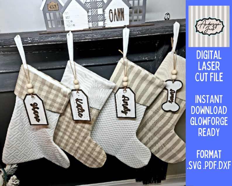 Farmhouse Layered Stocking Tags Cut File With Bonus Bone/glowforge Cut ...