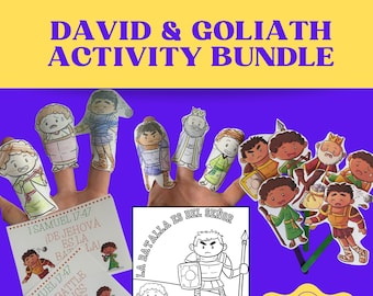 BILINGUAL DAVID & GOLIATH Craft Bundle Bible Verse, Sunday School ...