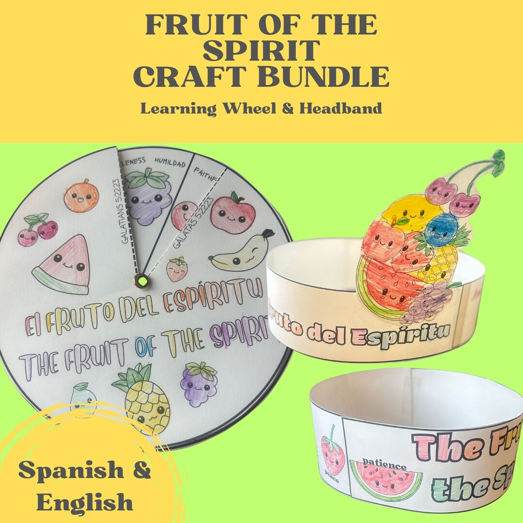 BILINGUAL Fruit of the Spirit Craft Bundle Learning Wheel, Sunday ...