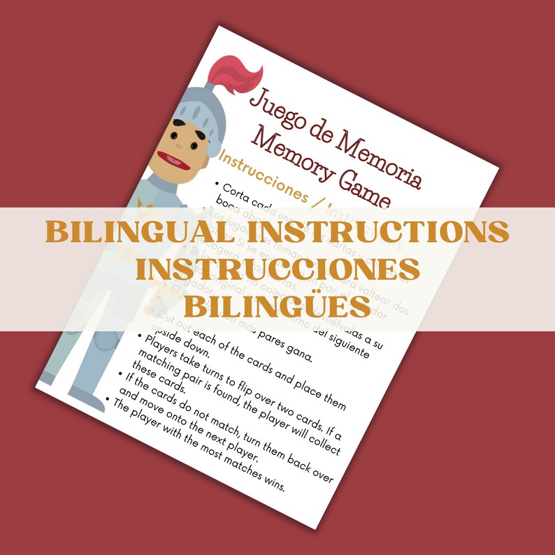 Bilingual Armor of God Memory Game: Spanish/english Matching (PDF ...