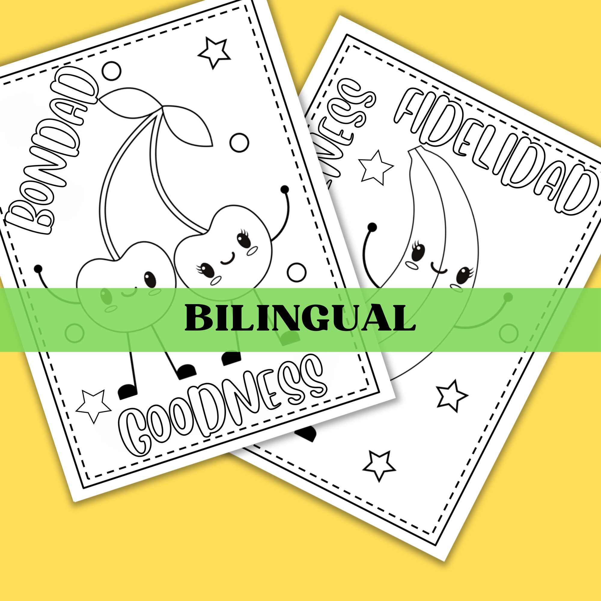 Bilingual Fruit of the Spirit Coloring Pages & Memory Game (PDF) - Etsy