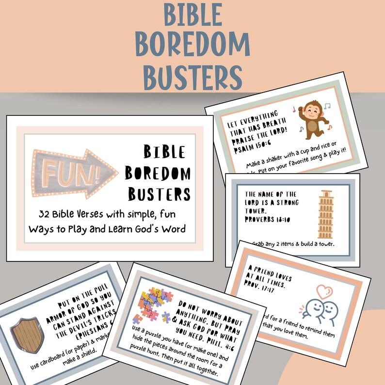 Bible Boredom Buster Cards: Kids' Scripture Activities (digital ...