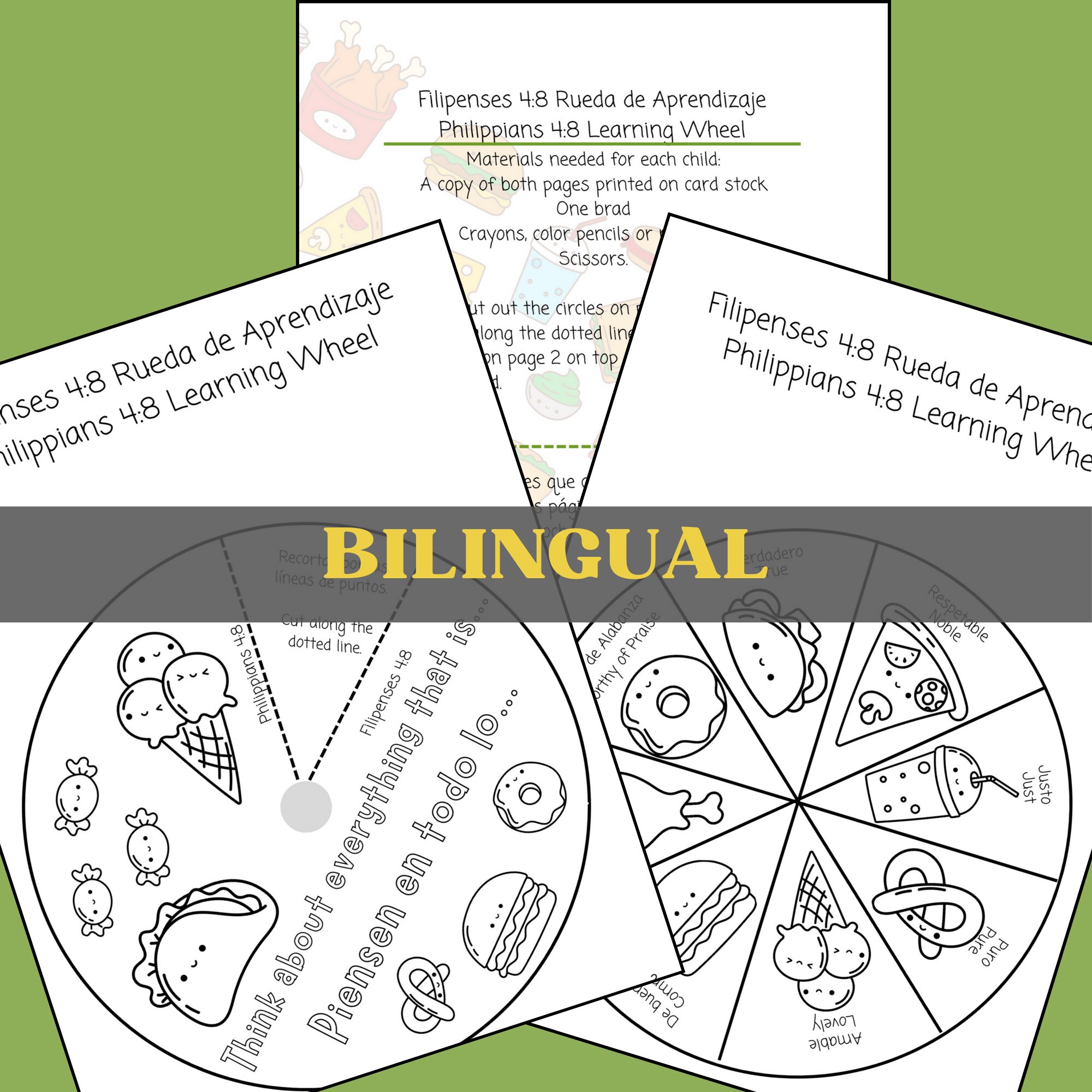 BILINGUAL Philippians 4:8 Crafts Bundle, Christian Growth Mindset ...