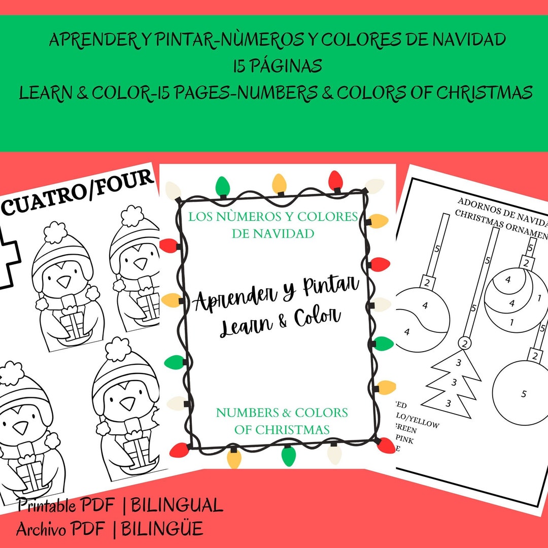 Bilingual Christmas Learn and Color Booklet, Bilingüe Navidad, Colors ...