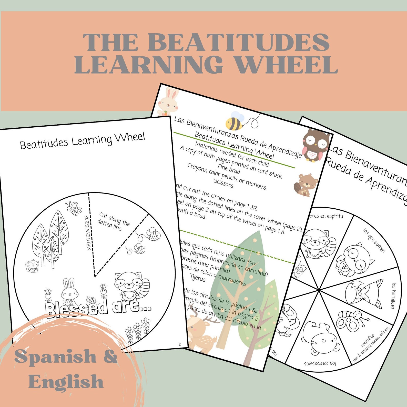 BILINGUAL BILINGÜE Beatitudes Learning Wheel, Manualidad ...
