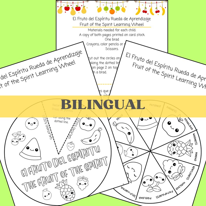 Bilingual Fruit of the Spirit Craft Bundle: Spinner Wheel & Headband ...