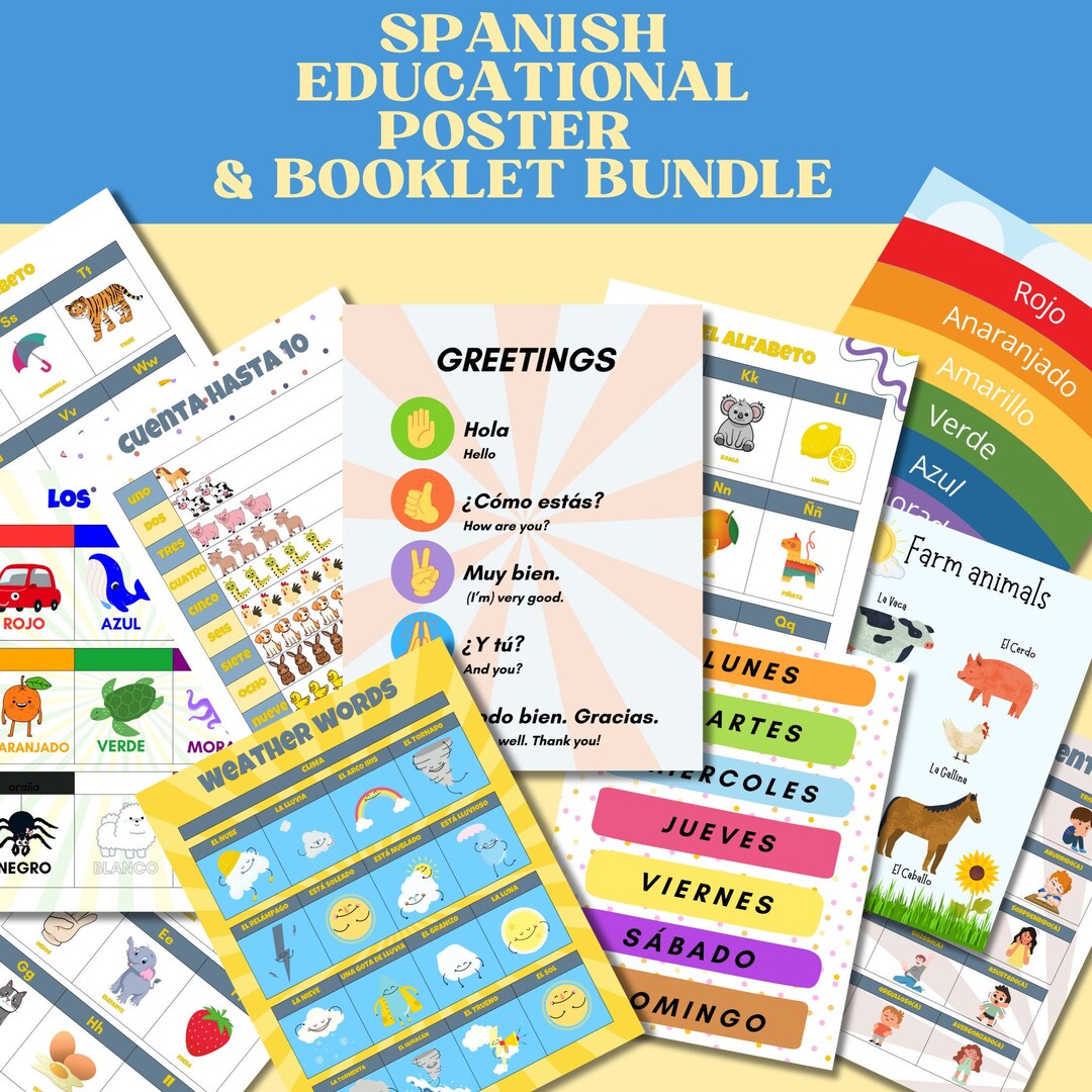 Spanish Educational Posters Bundle: Bilingual Learning (digital ...
