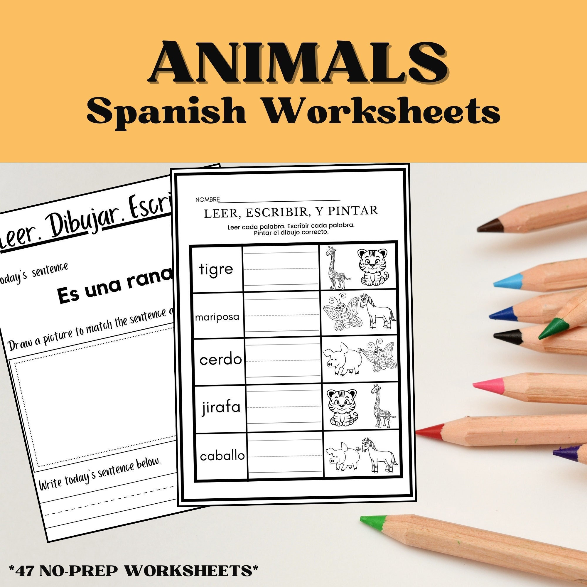 Animals In Spanish Worksheets Farm Animals In Spanish