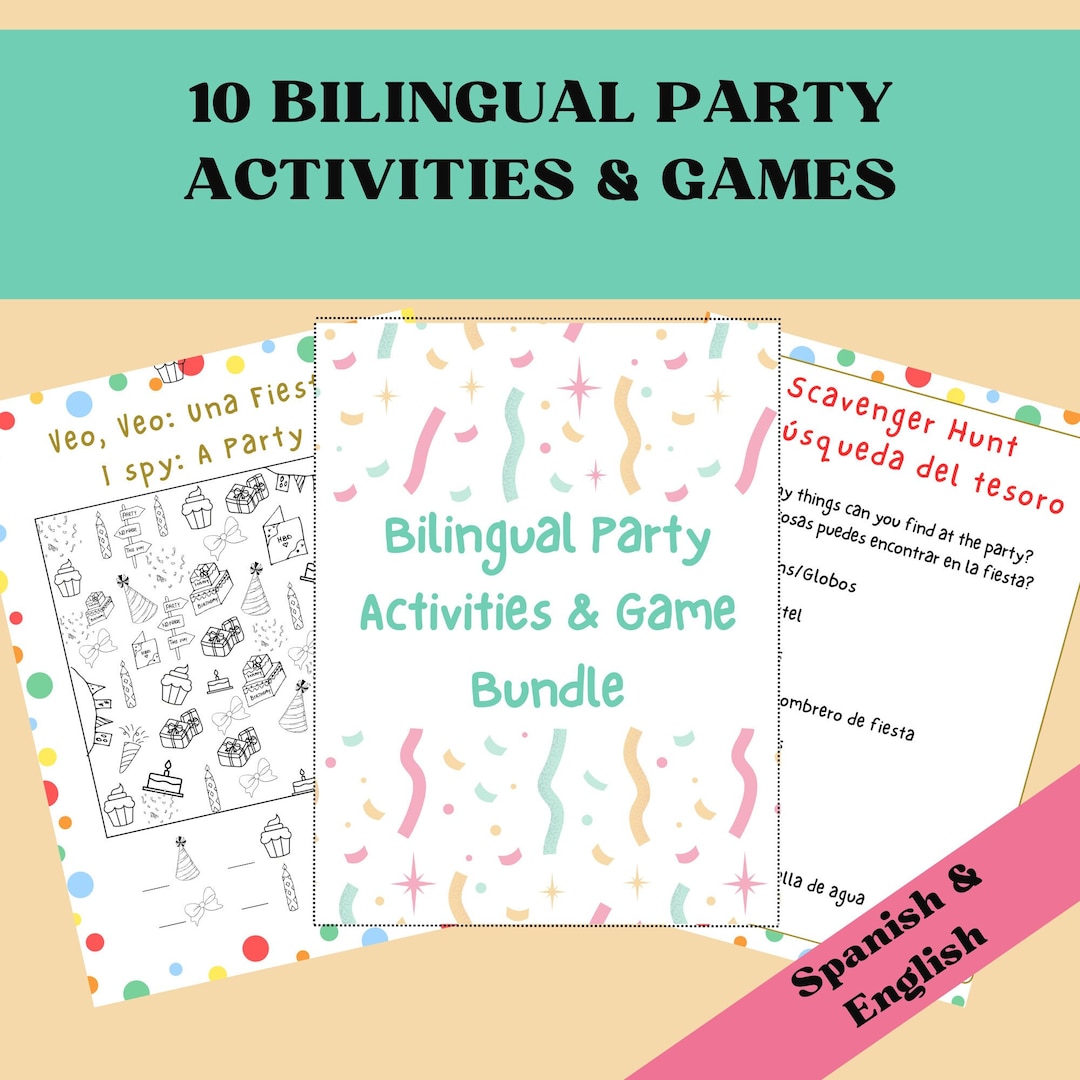 Bilingual Party Games Bundle: Spanish & English Activities (PDF ...