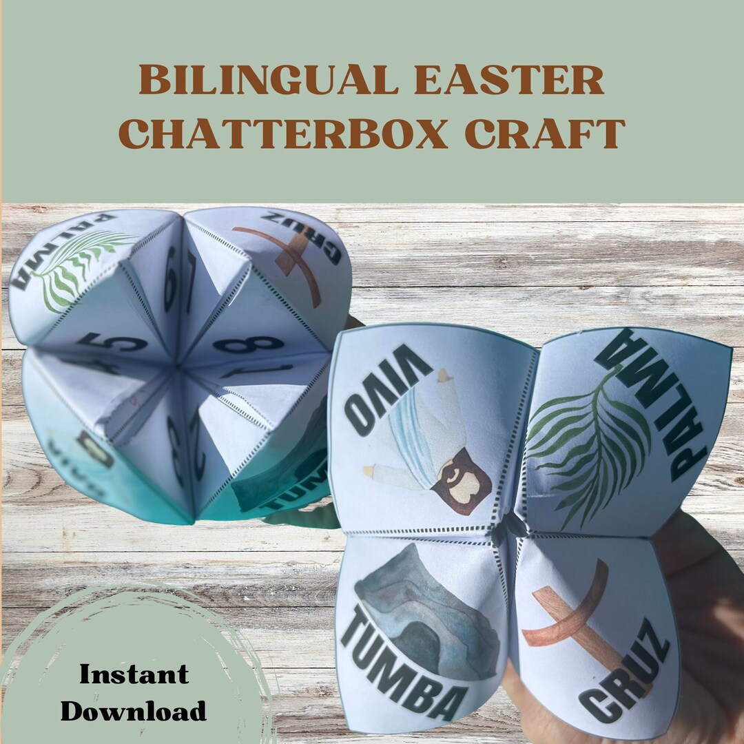 Bilingual Easter Story Chatterbox for Kids, Sunday School Craft, He is ...