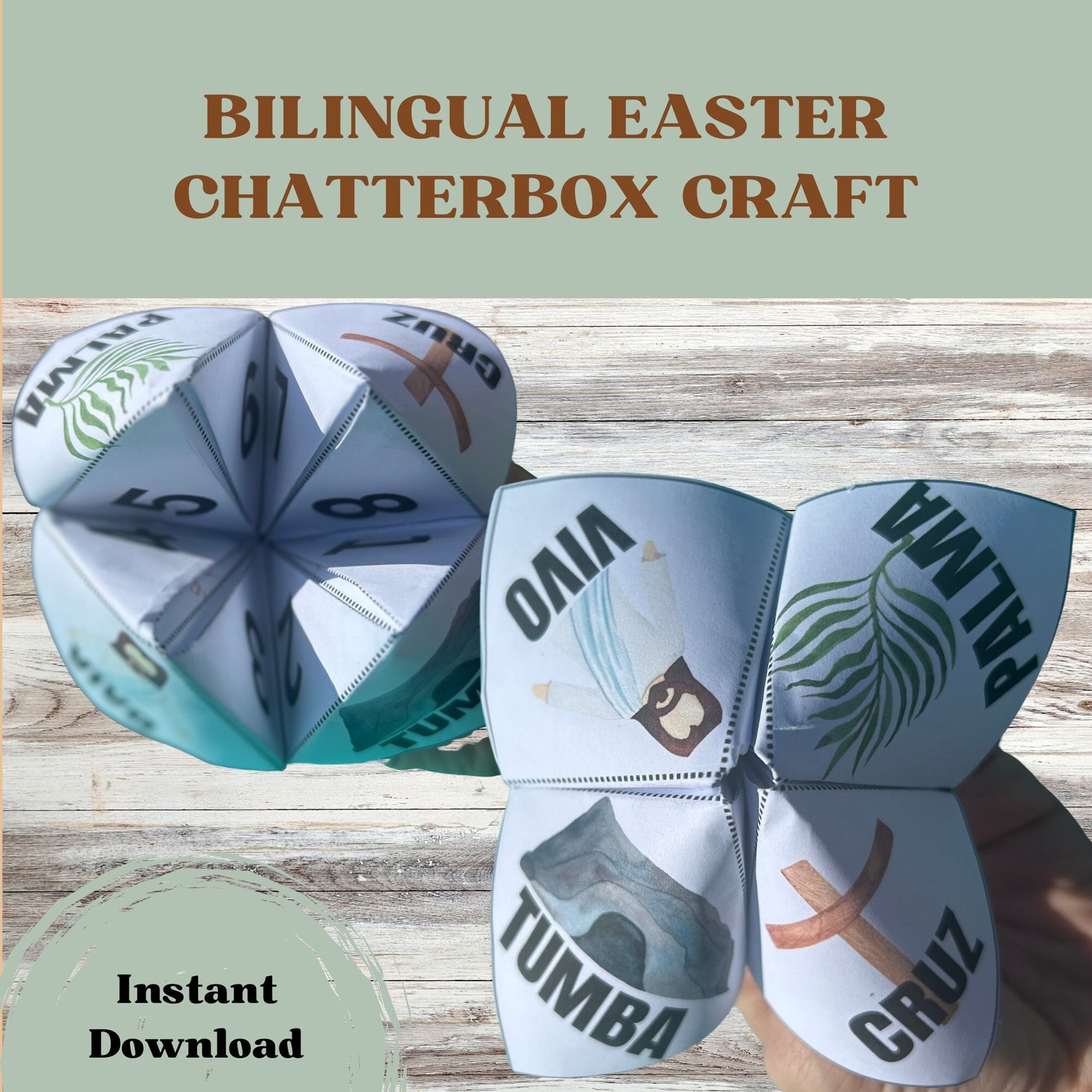Bilingual Easter Story Chatterbox for Kids, Sunday School Craft, He is ...