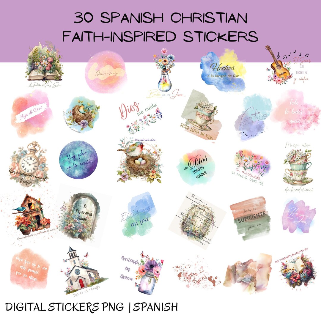 Spanish Christian Stickers: Faith-inspired Bible Journal (digital ...