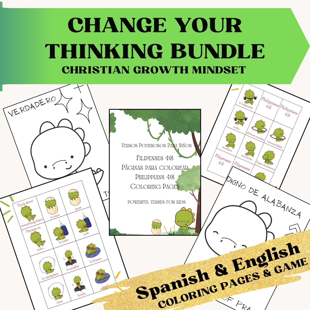 Dinosaur Bilingual Christian Growth Mindset Bundle, Combined Age VBS ...