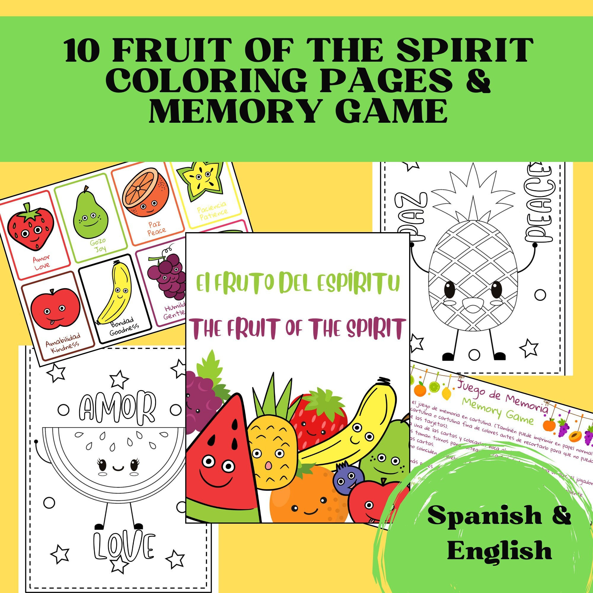 Dltk Fruto Del Espiritu Imprimible Frutos Del Espiritu Etsy España