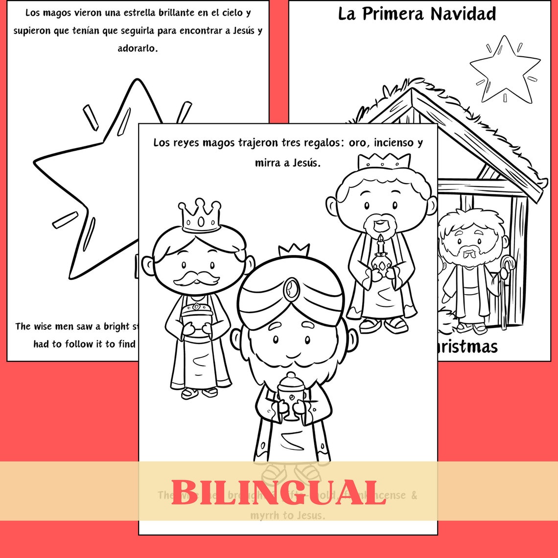 Bilingual the First Christmas Story Coloring Pages, Bilingüe Navidad ...