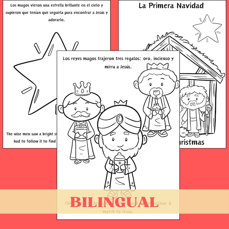 Bilingual the First Christmas Story Coloring Pages, Bilingüe Navidad ...